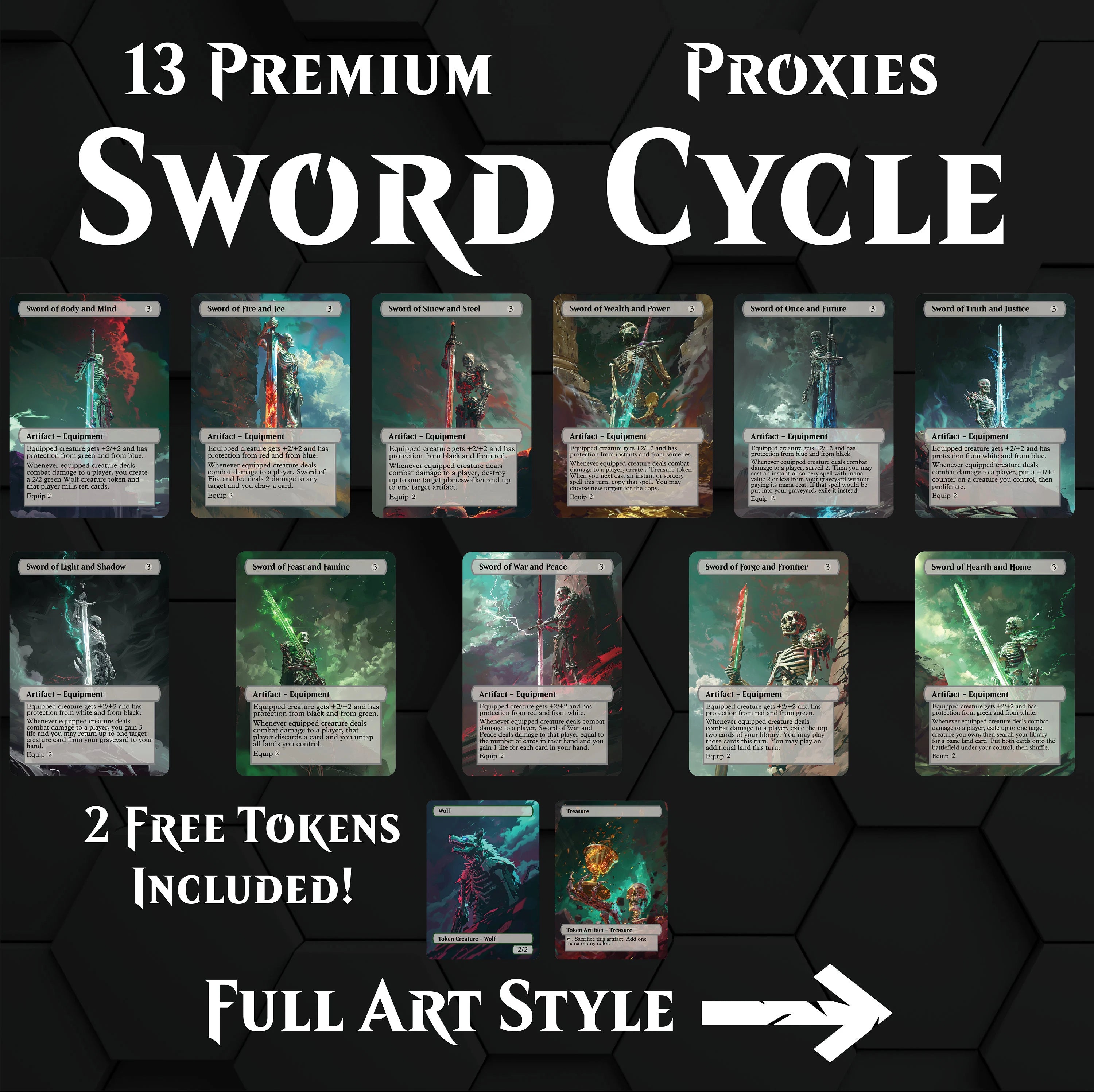 Premium Sword Cycle Pack- 13X Cards. All 11 Swords and 2 tokens ...